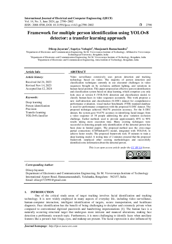 Pdf Framework For Multiple Person Identification Using Yolov8 Detector A Transfer Learning