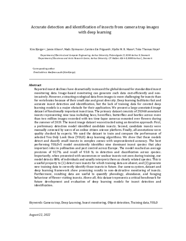 (PDF) Accurate detection and identification of insects from camera trap ...