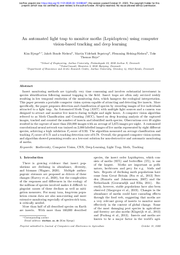(PDF) A light trap and computer vision system to detect and classify live moths (Lepidoptera ...