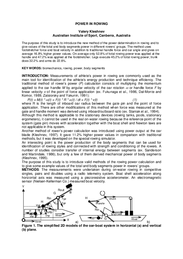 (PDF) Power in Rowing