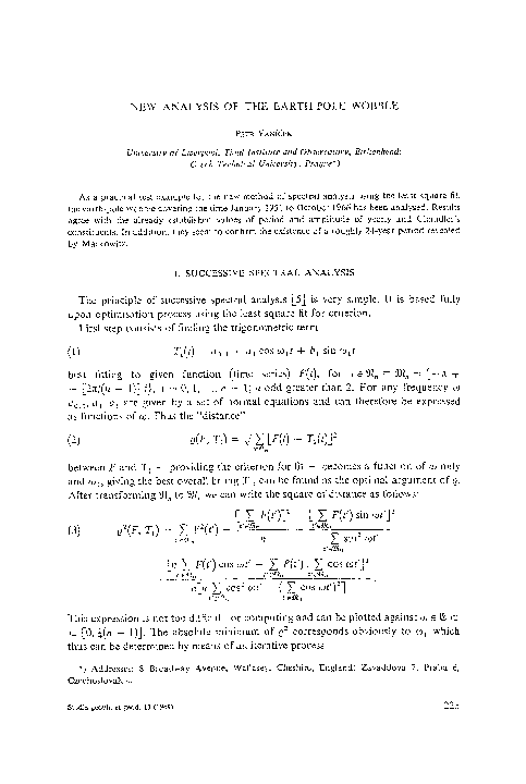 (PDF) New analysis of the earth-pole wobble