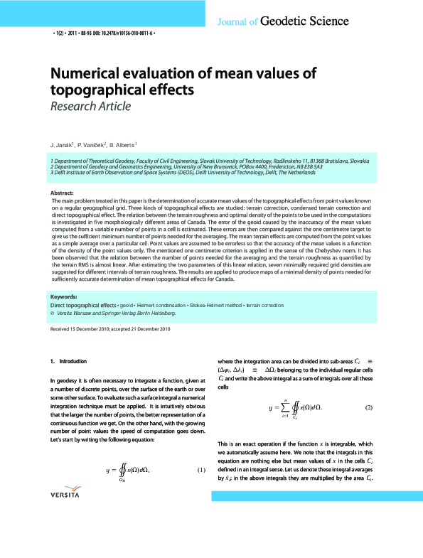 (PDF) Numerical evaluation of mean values of topographical effects
