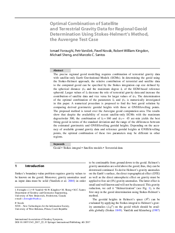 Pdf Optimal Combination Of Satellite And Terrestrial Gravity Data For