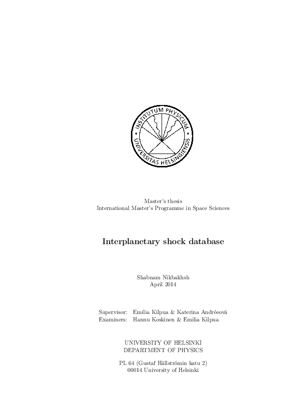 (PDF) Interplanetary shock database