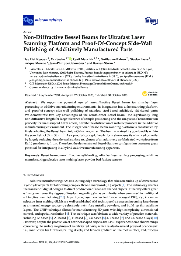(PDF) Non-Diffractive Bessel Beams for Ultrafast Laser Scanning Platform and Proof-Of-Concept ...