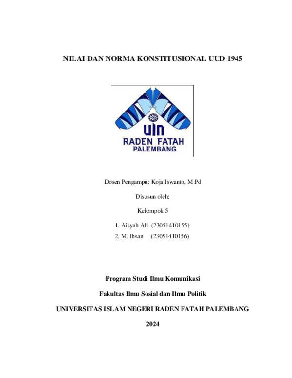 (PDF) Makalah nilai dan norma konstitusi uud 1945