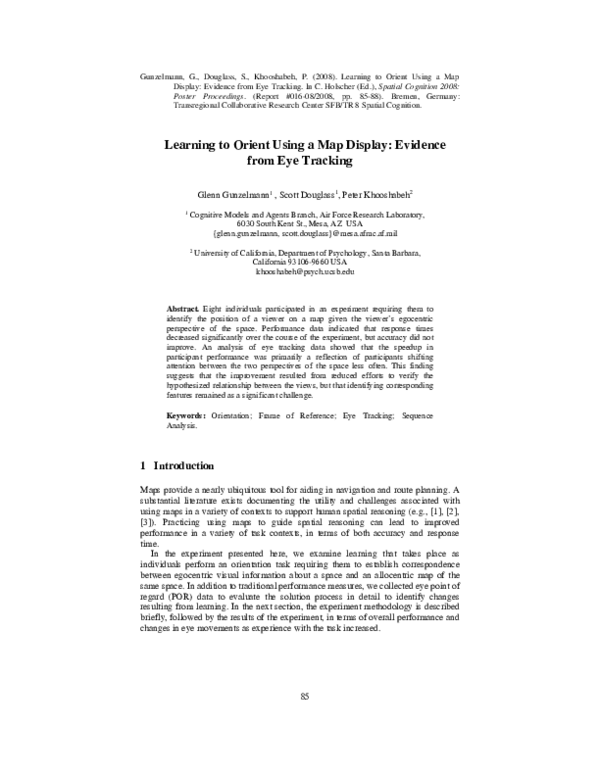 (PDF) Learning to Orient Using a Map Display: Evidence from Eye Tracking