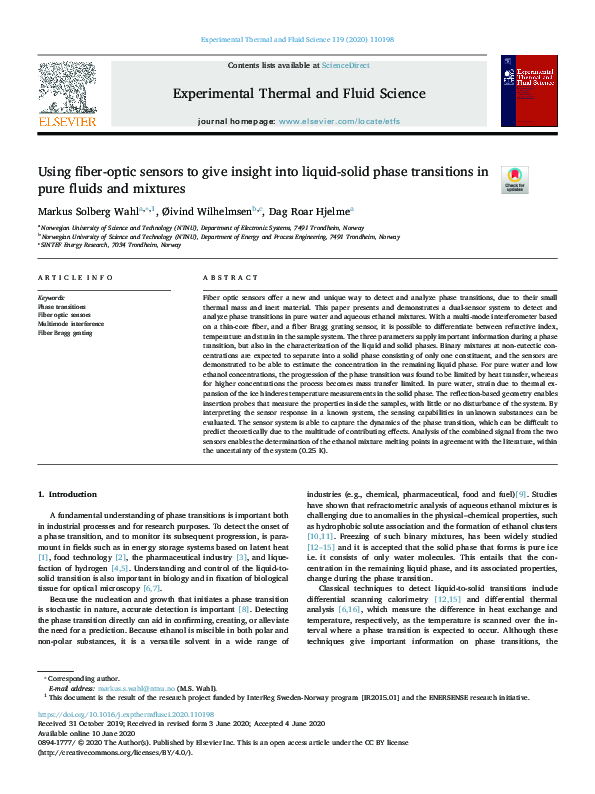 (PDF) Using fiber-optic sensors to give insight into liquid-solid phase ...