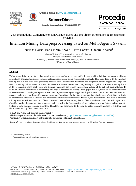 (PDF) Intention Mining Data preprocessing based on Multi-Agents System