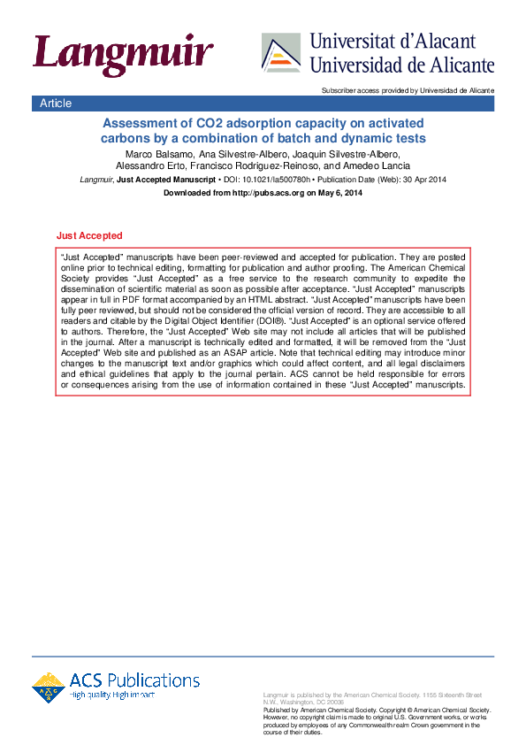 (PDF) Assessment of CO2 Adsorption Capacity on Activated Carbons by a ...