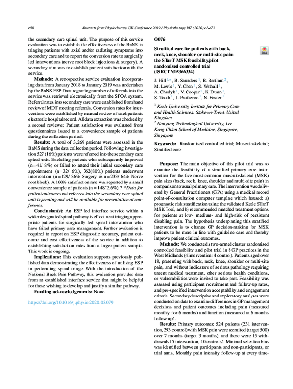 (PDF) Stratified care for patients with back, neck, knee, shoulder or ...