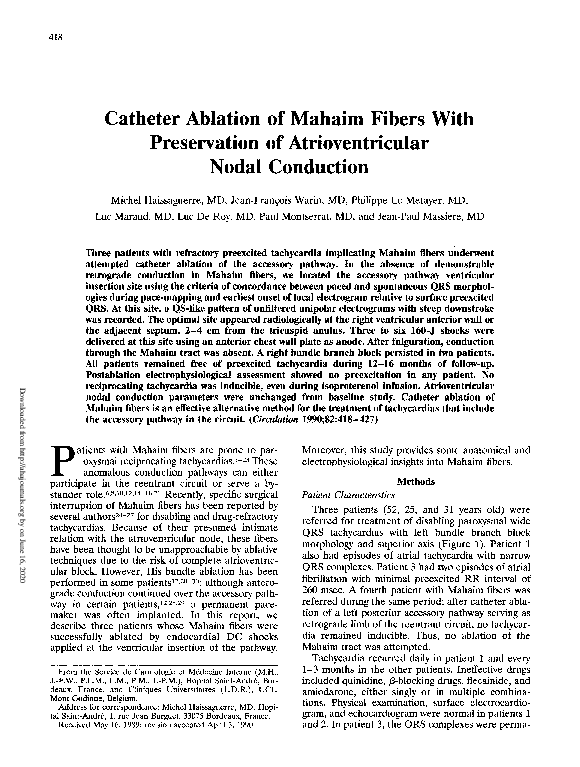 (PDF) Catheter ablation of Mahaim fibers with preservation of ...