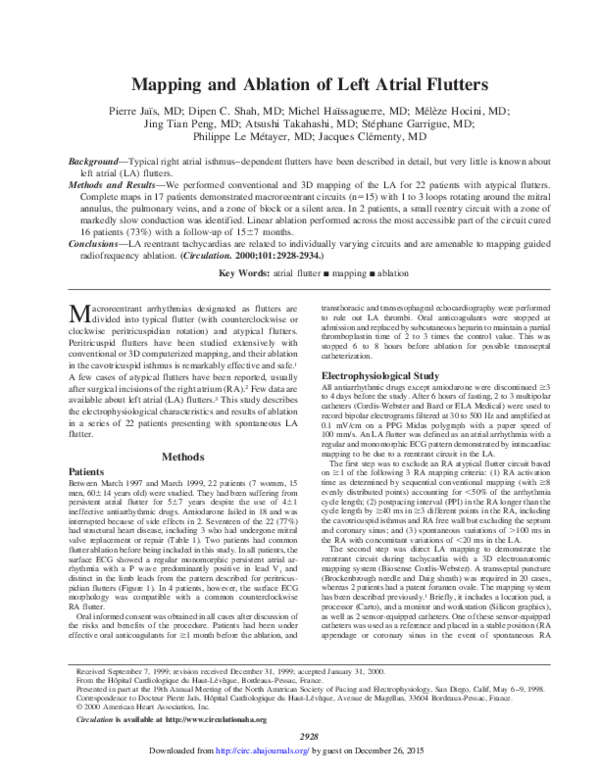 (PDF) Mapping and Ablation of Left Atrial Flutters | Philippe Le Métayer - Academia.edu