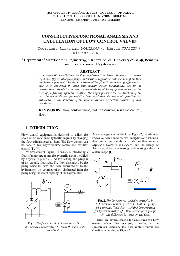 (PDF) Constructive-Functional Analysis and Calculation of Flow Control Valves