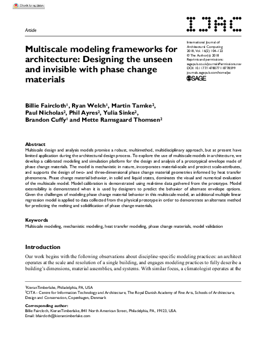 (PDF) Multiscale modeling frameworks for architecture: Designing the unseen and invisible with ...