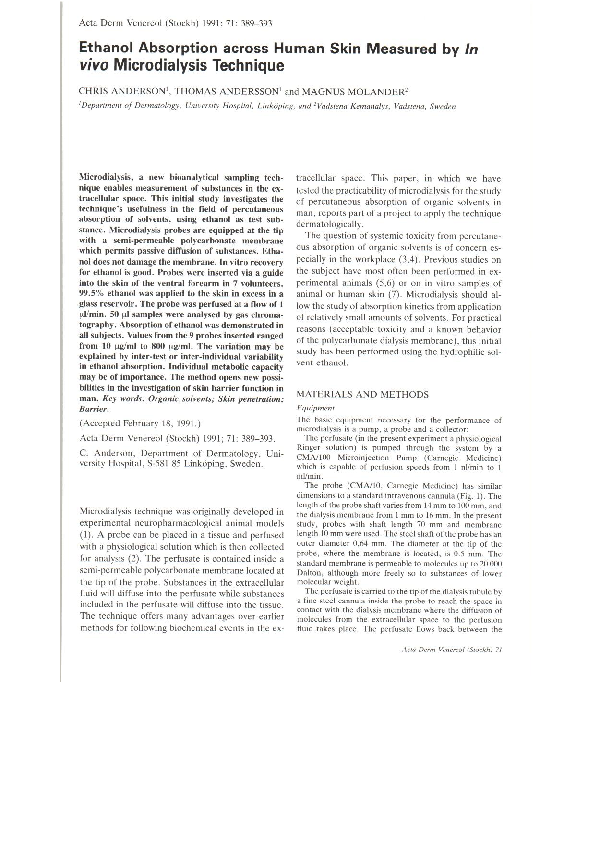 (PDF) Ethanol absorption across human skin measured by in vivo ...