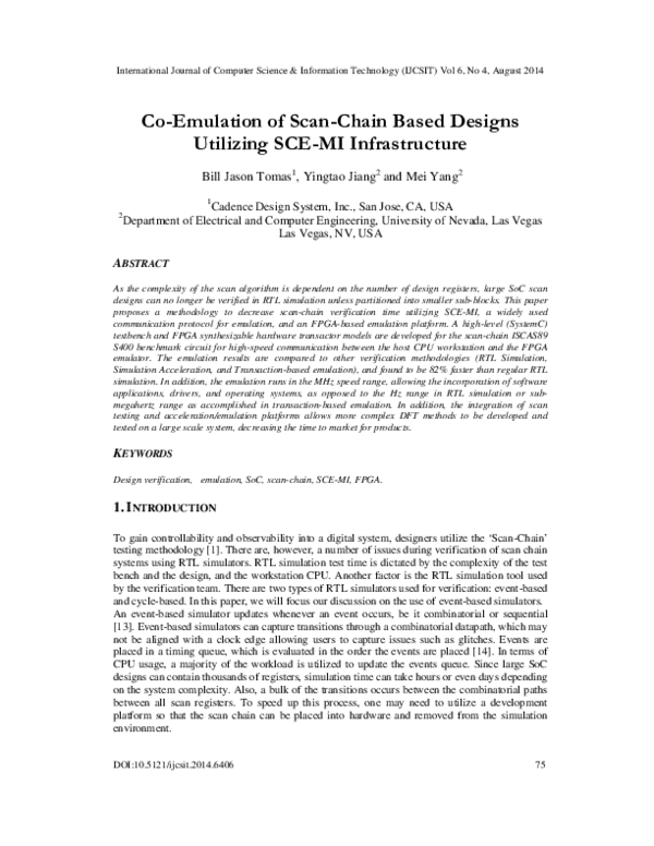 (PDF) Co-Emulation of Scan-Chain Based Designs Utilizing SCE-MI Infrastructure