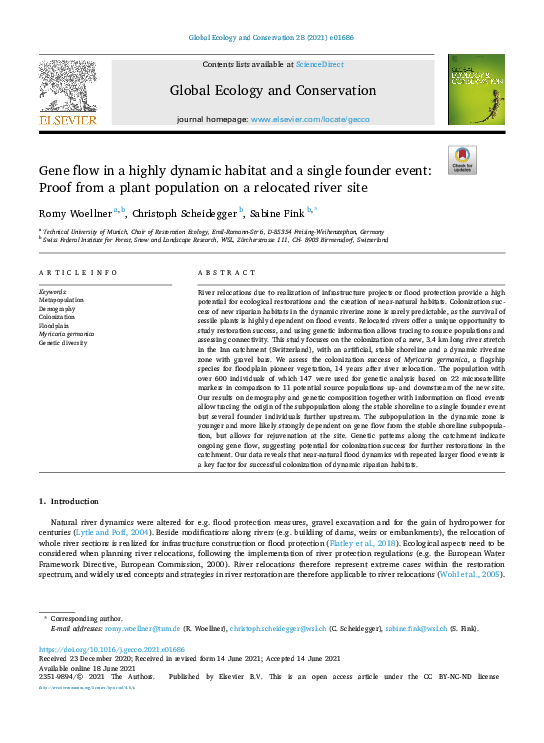 (PDF) Gene flow in a highly dynamic habitat and a single founder event: Proof from a plant ...