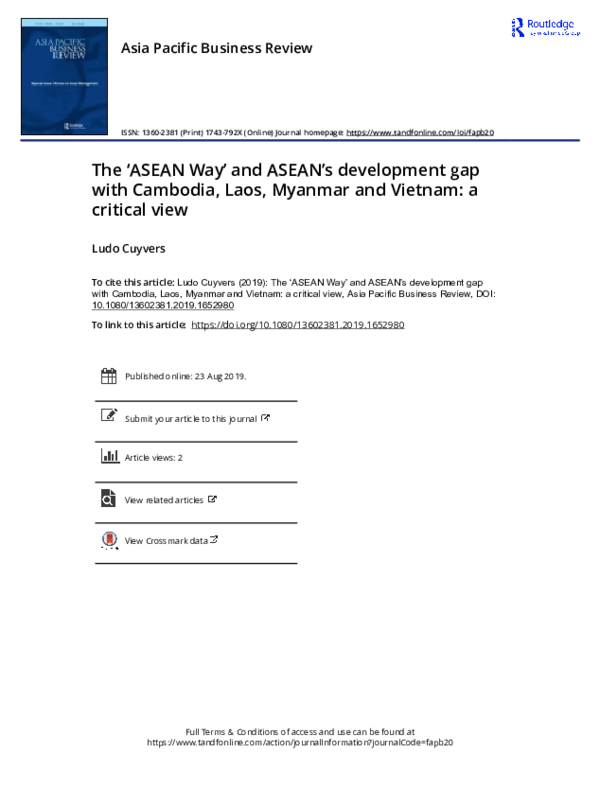 (PDF) The ‘ASEAN Way’ and ASEAN’s development gap with Cambodia, Laos ...