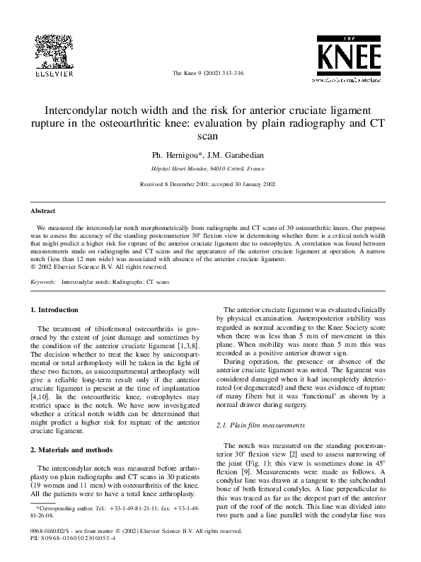 (PDF) Intercondylar notch width and the risk for anterior cruciate ...