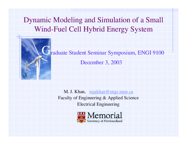 (PDF) Dynamic modeling and simulation of a small wind–fuel cell hybrid energy system