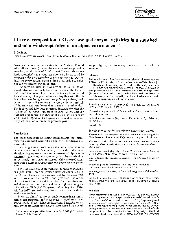 (PDF) Litter decomposition, CO2-release and enzyme activities in a snowbed and on a windswept ...