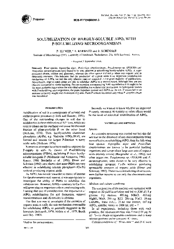 (PDF) Solubilization of hardly-soluble AlPO4 with P-solubilizing ...
