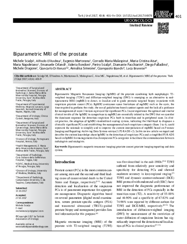 (PDF) Biparametric MRI of the prostate