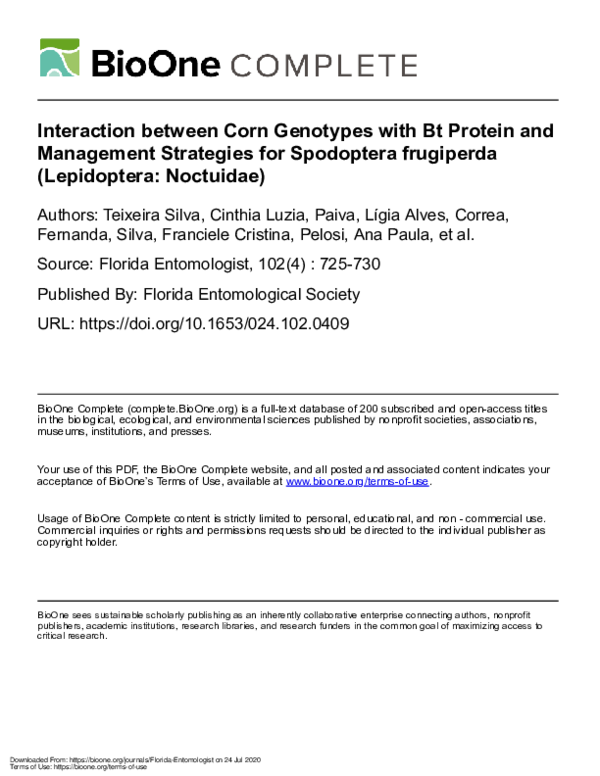 (PDF) Interaction between Corn Genotypes with Bt Protein and Management ...