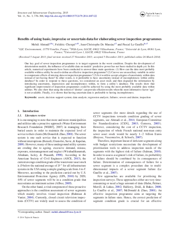 (PDF) Benefits of using basic, imprecise or uncertain data for elaborating sewer inspection ...