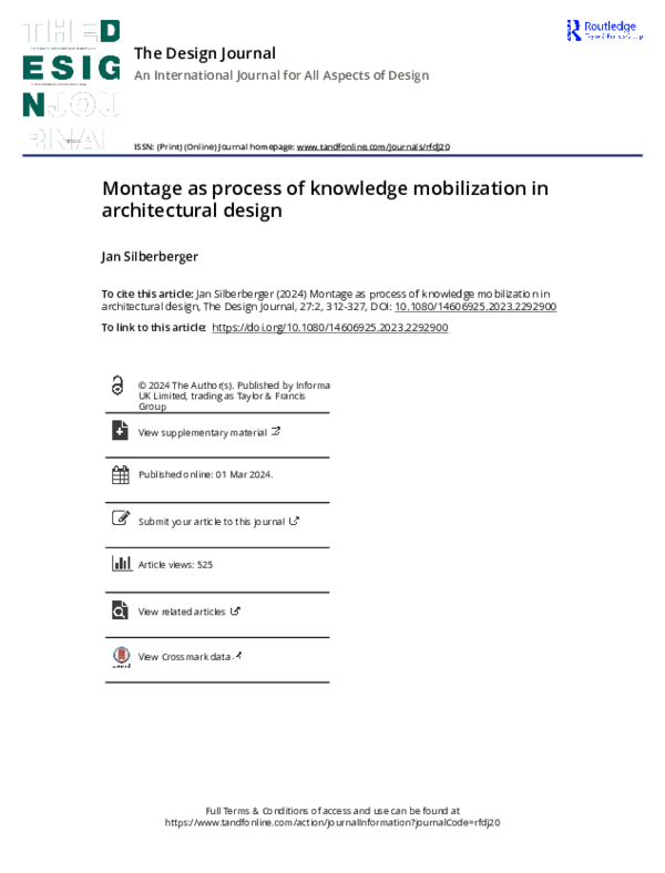 (PDF) Montage as process of knowledge mobilization in architectural design