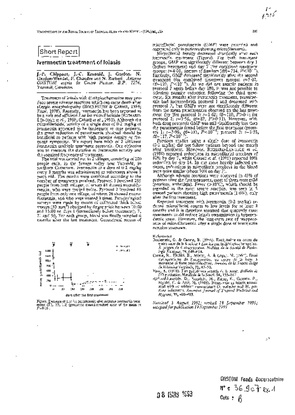 (PDF) Ivermectin treatment of loiasis
