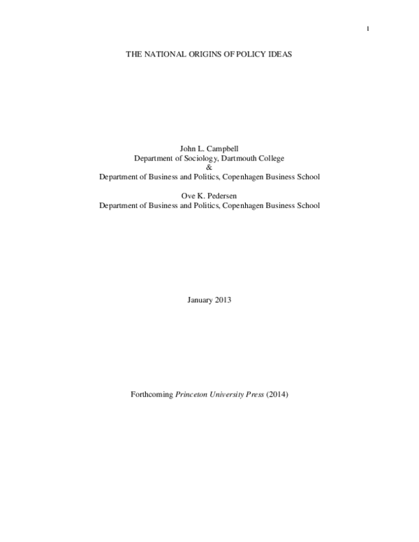 (PDF) The National Origins of Policy Ideas