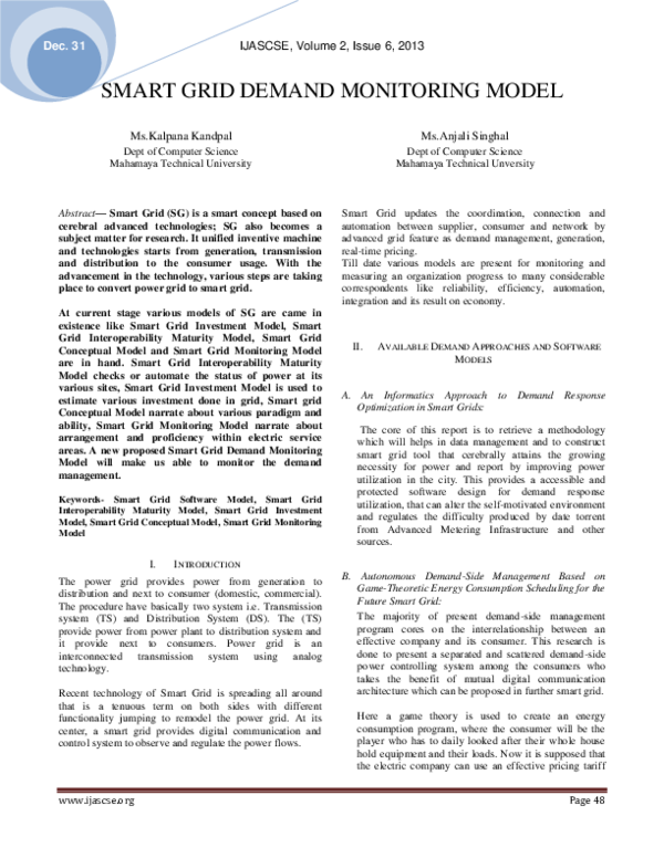 (PDF) Smart Grid Demand Monitoring Model