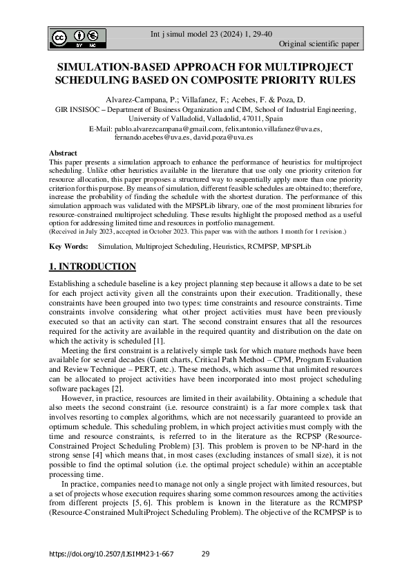 (PDF) SIMULATION-BASED APPROACH FOR MULTIPROJECT SCHEDULING BASED ON COMPOSITE PRIORITY RULES