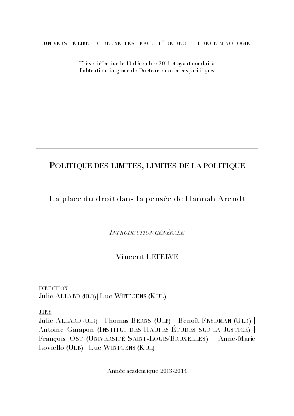 (PDF) Politique des limites, limites de la politique: la place du droit ...