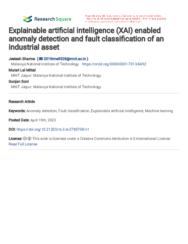 (PDF) Explainable artificial intelligence (XAI) enabled anomaly detection and fault ...