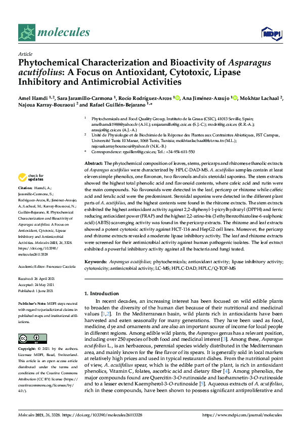 (PDF) Phytochemical Characterization and Bioactivity of Asparagus acutifolius: A Focus on ...