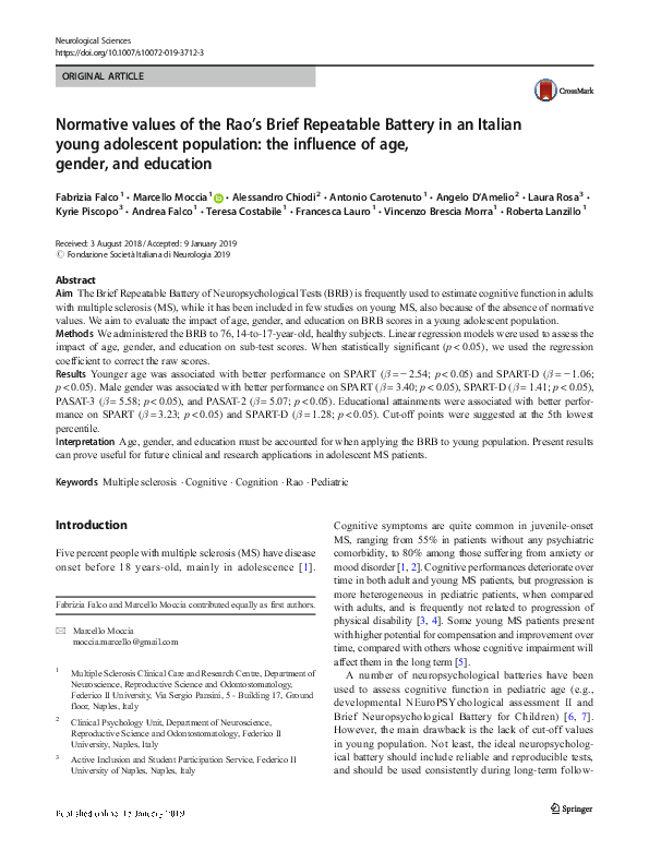 (PDF) Normative values of the Rao’s Brief Repeatable Battery in an ...