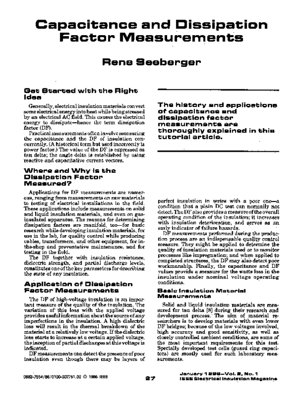 (PDF) Capacitance and Dissipation Factor Measurements