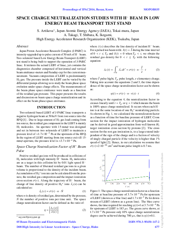 (PDF) Space Charge Neutralization Studies with H⁻ Beam in Low Energy ...