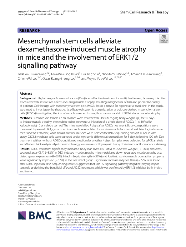 (PDF) Mesenchymal stem cells alleviate dexamethasone-induced muscle ...
