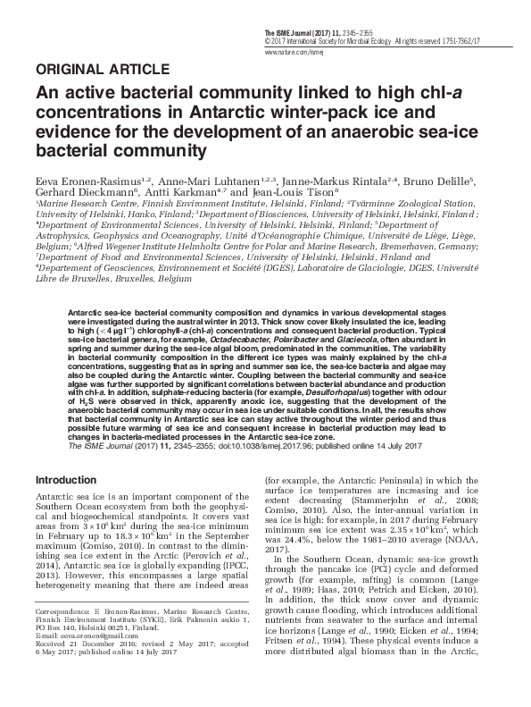 (PDF) An active bacterial community linked to high chl-a concentrations ...