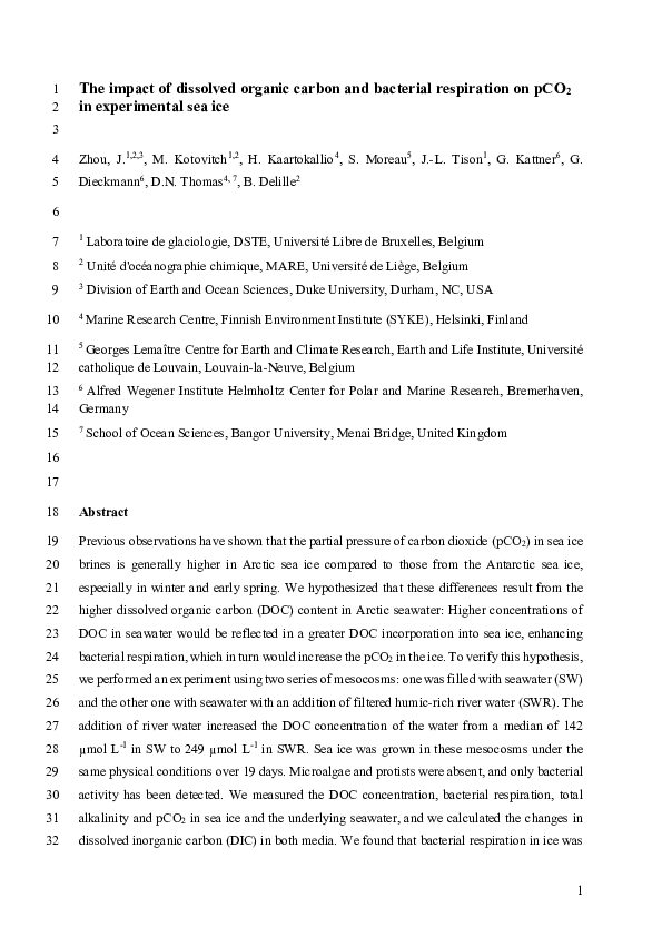 (PDF) The impact of dissolved organic carbon and bacterial respiration ...