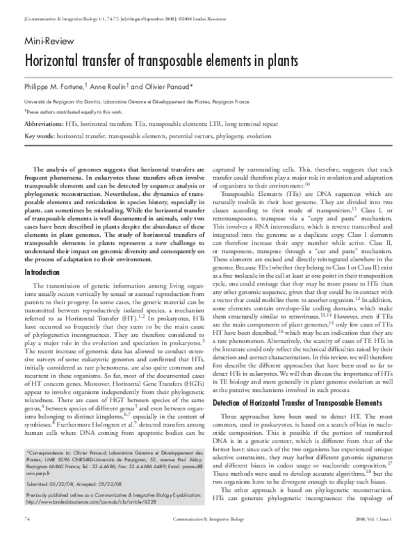 (PDF) Horizontal transfer of transposable elements in plants