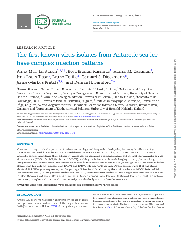 (PDF) The first known virus isolates from Antarctic sea ice have ...