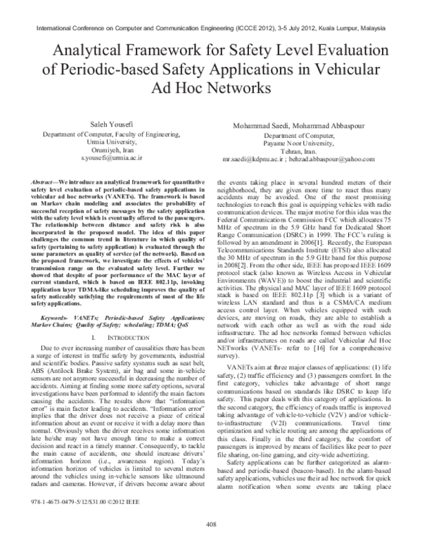 (PDF) Analytical framework for safety level evaluation of periodic-based safety applications in ...