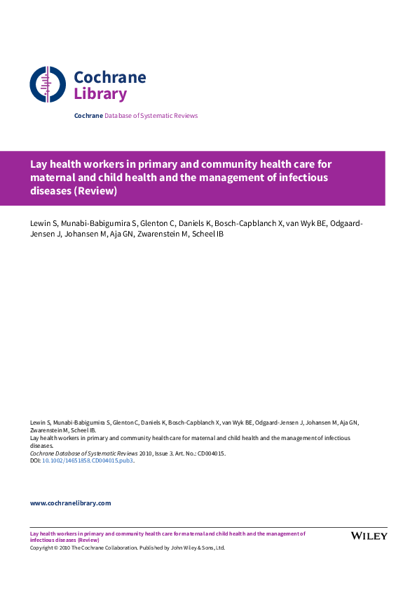 (PDF) Lay health workers in primary and community health care for ...