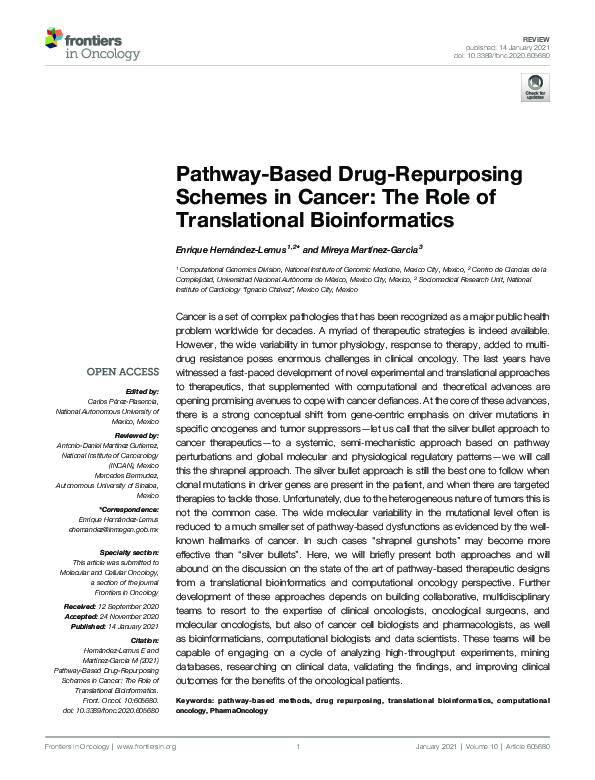 (PDF) Pathway-Based Drug-Repurposing Schemes in Cancer: The Role of ...