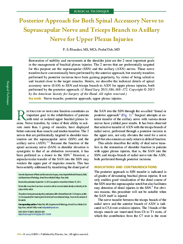 (PDF) Posterior Approach for Both Spinal Accessory Nerve to ...